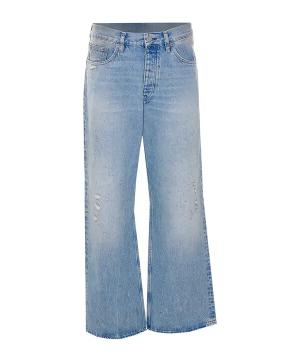 SUNFLOWER Worn Painted Straight-leg Jeans