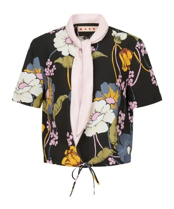 Marni Floral Print Short-sleeve Blouse - Black