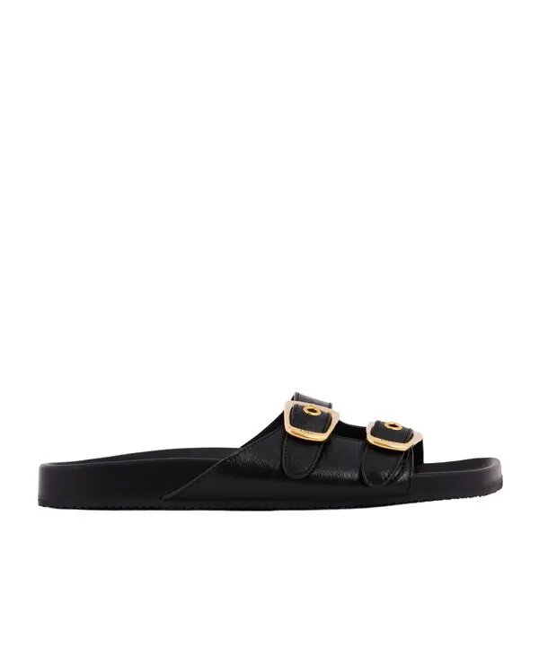 Chloé Polly Slip-on Sandals With Buckle Detail - Black
