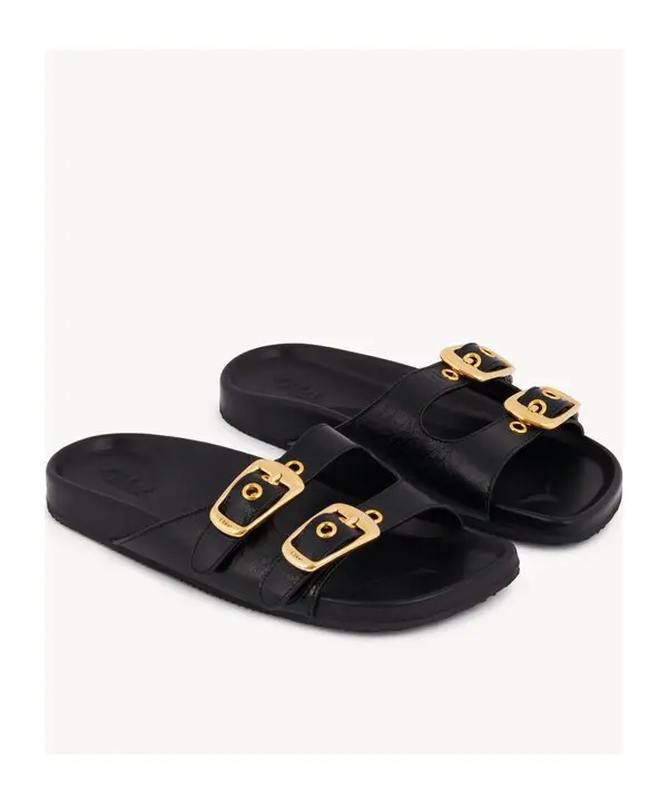 Chloé Polly Slip-on Sandals With Buckle Detail - Black