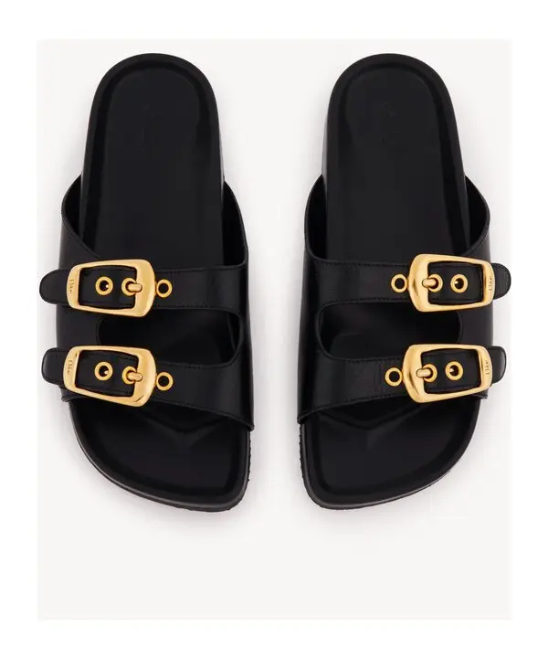 Chloé Polly Slip-on Sandals With Buckle Detail - Black
