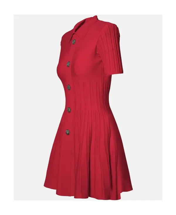 Balmain Ribbed-knit Flared Mini Dress