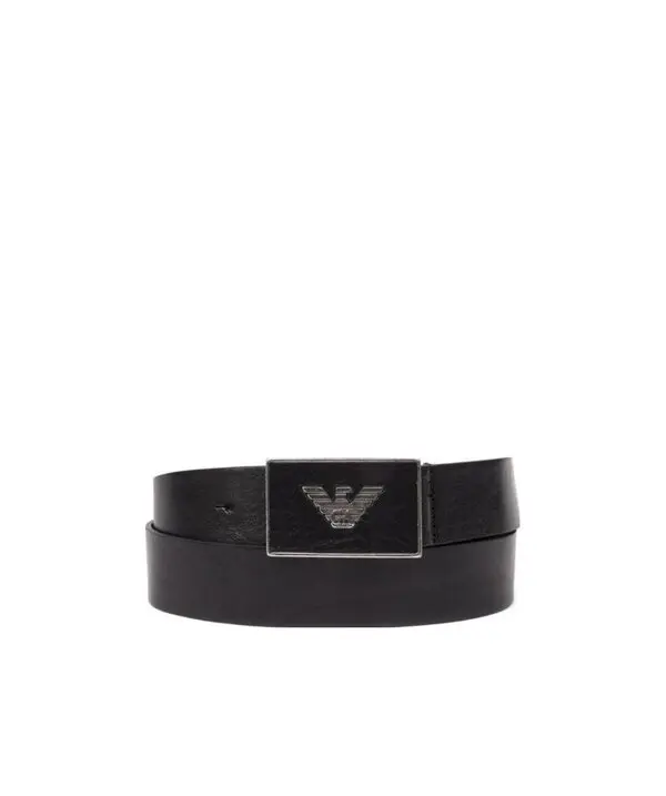 Emporio Armani Logo Plaque Belt - Black