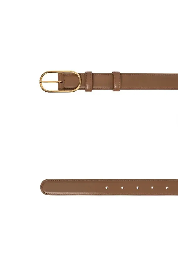 Dolce & Gabbana Leather Belt With Oval Buckle - Brown