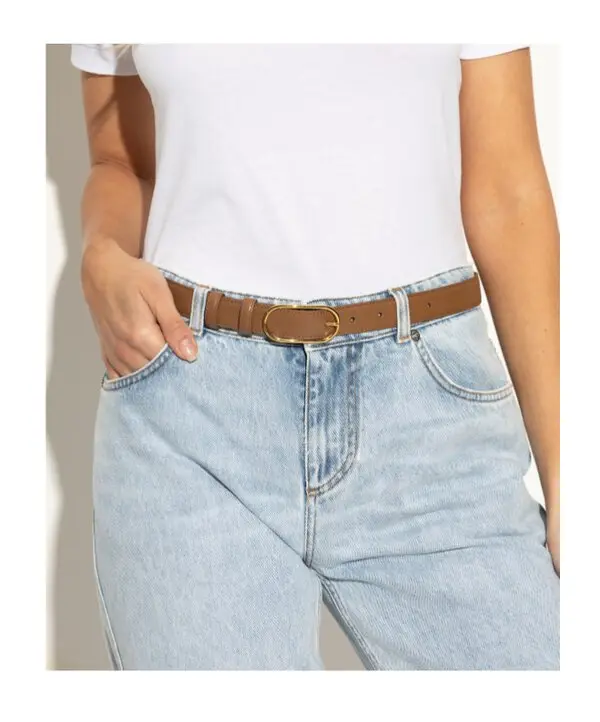 Dolce & Gabbana Leather Belt With Oval Buckle - Brown