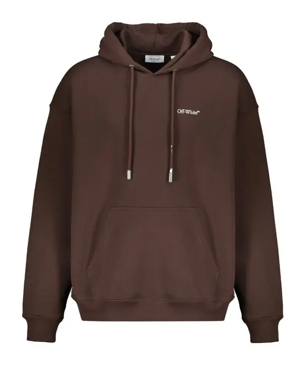 Off-White Logo Print Hoodie - Brown