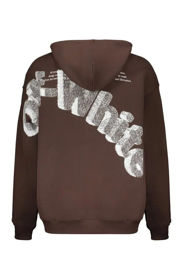 Off-White Logo Print Hoodie - Brown