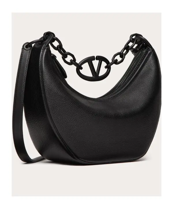Valentino Garavani Vlogo Moon Zip-up Small Shoulder Bag - Black