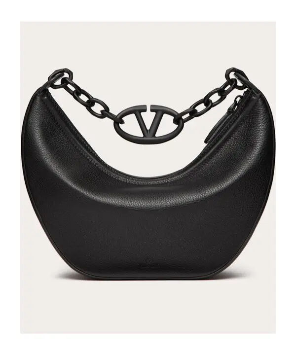 Valentino Garavani Vlogo Moon Zip-up Small Shoulder Bag - Black