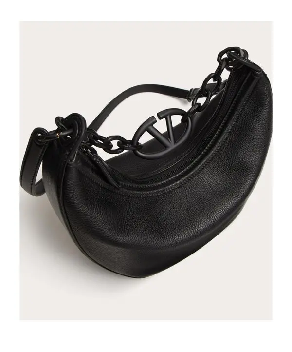 Valentino Garavani Vlogo Moon Zip-up Small Shoulder Bag - Black