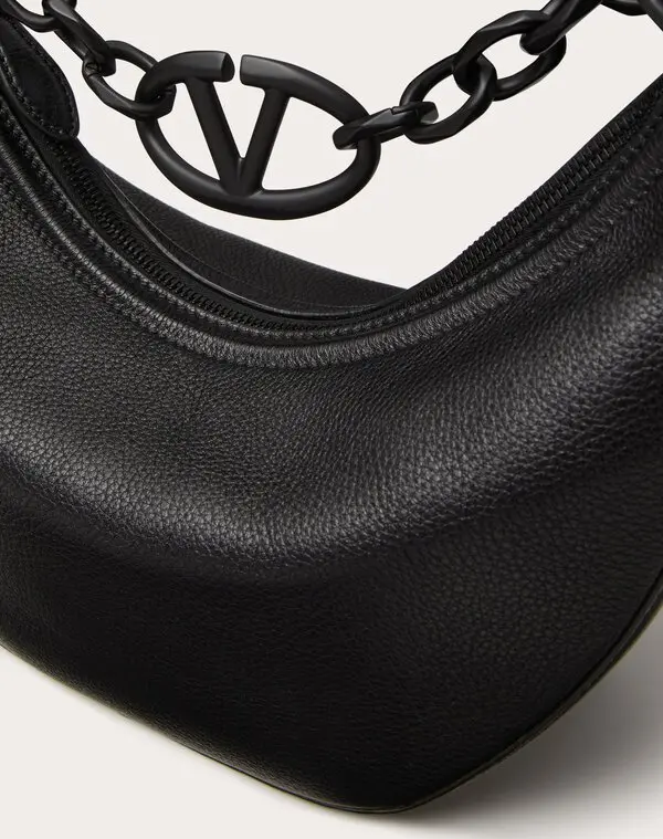 Valentino Garavani Vlogo Moon Zip-up Small Shoulder Bag - Black