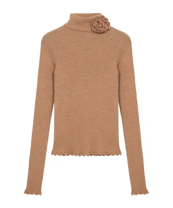 Blumarine Rose Detail Turtleneck Sweater