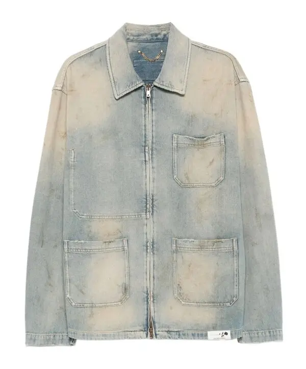 GOLDEN GOOSE Zip-up Denim Shirt Jacket - Gray