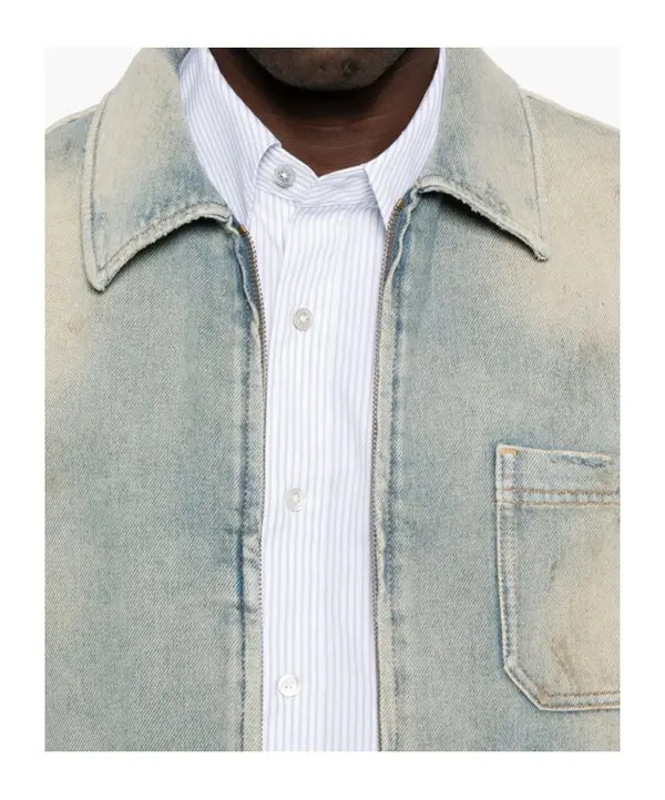 GOLDEN GOOSE Zip-up Denim Shirt Jacket - Gray