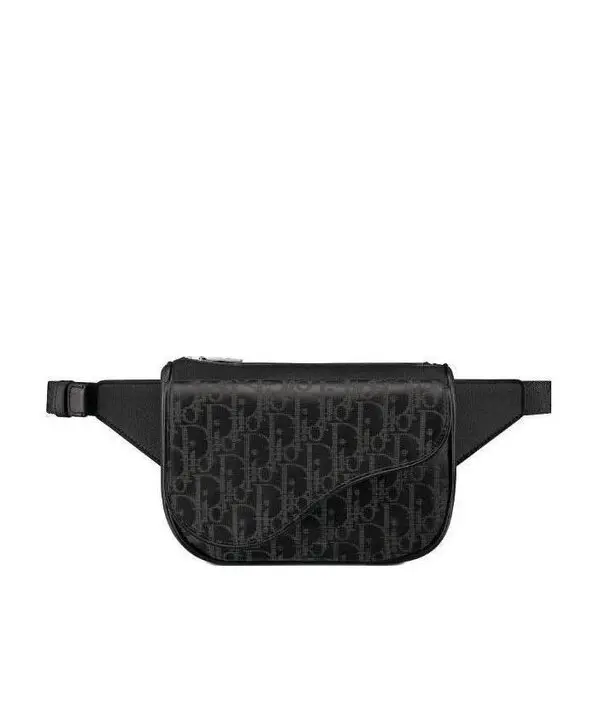 Dior Monogrammed Emblem Pocket Waist Bag - Black