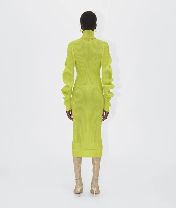 yellow long sleeve turtleneck dress Yellow Cotton Viscose Maxi Dress With Pockets  Loose Fit Asymmetric  Turtleneck #35215