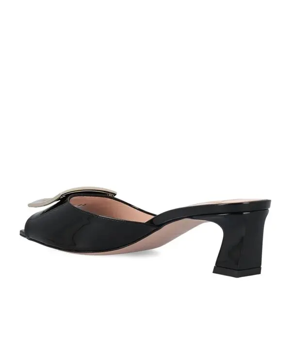 ROGER VIVIER Open-toe Slip-on Mules With Logo Detail - Black