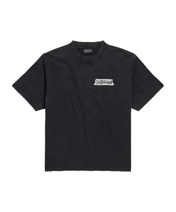 Balenciaga Masking Tape Faded T-shirt - Faded Black