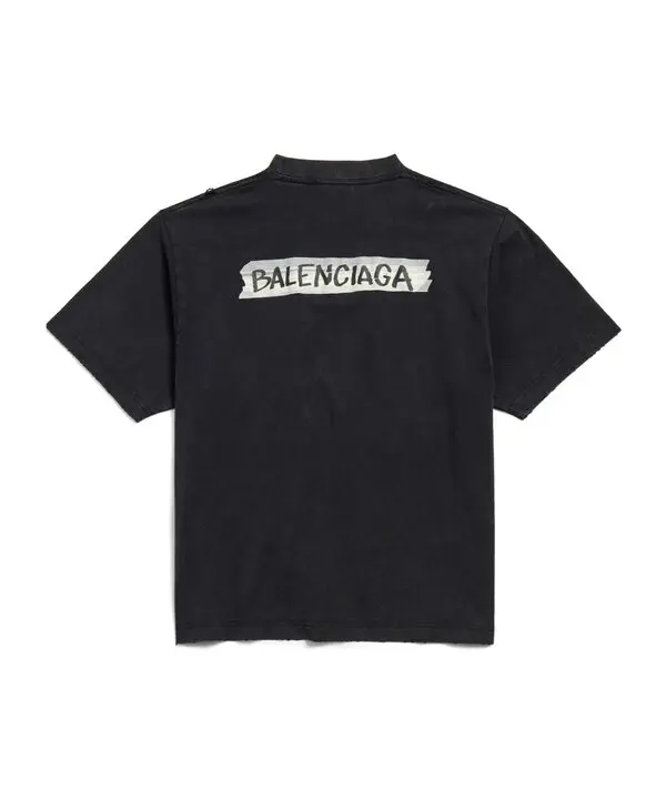 Balenciaga Masking Tape Faded T-shirt - Faded Black