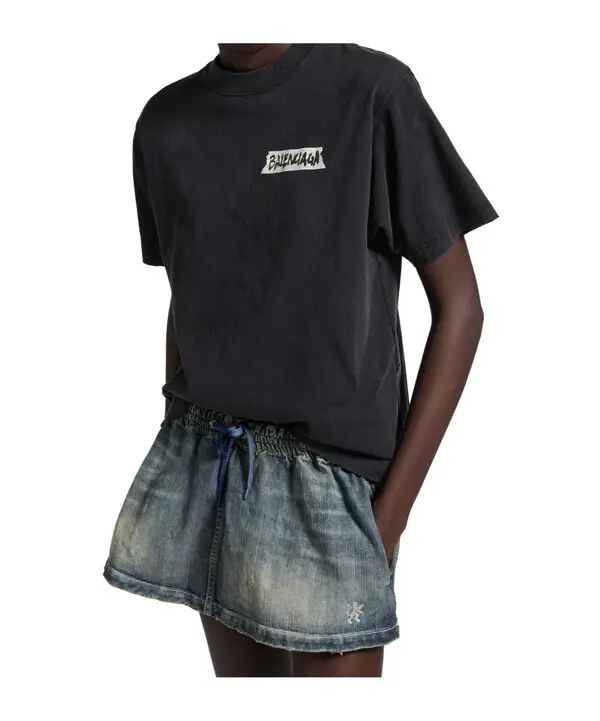 Balenciaga Masking Tape Faded T-shirt - Faded Black