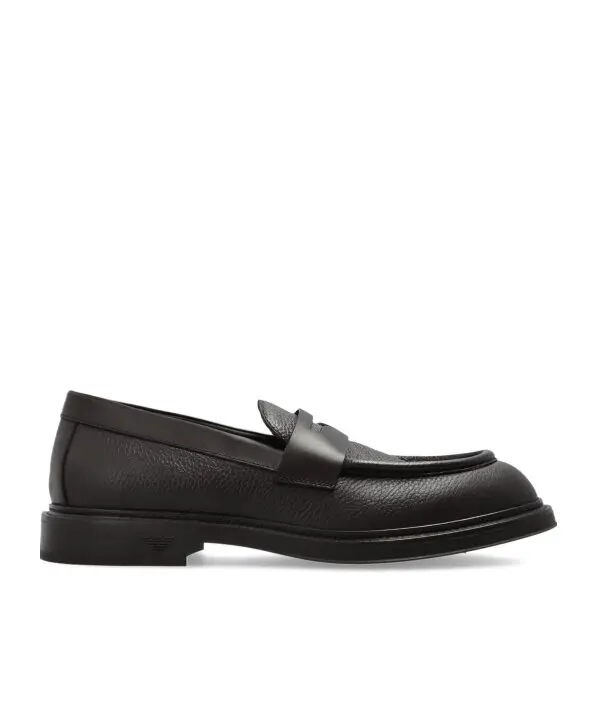 Emporio Armani Almond Toe Slip-on Loafers - Brown