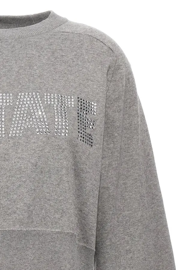 ROTATE BY BIRGER CHRISTENSEN Logo Embellished Knitted Cropped Jumper