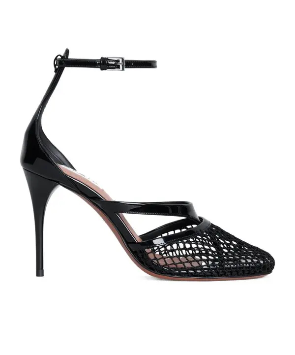 Alaïa 90mm Patent Leather Pumps With Ankle Strap - Black