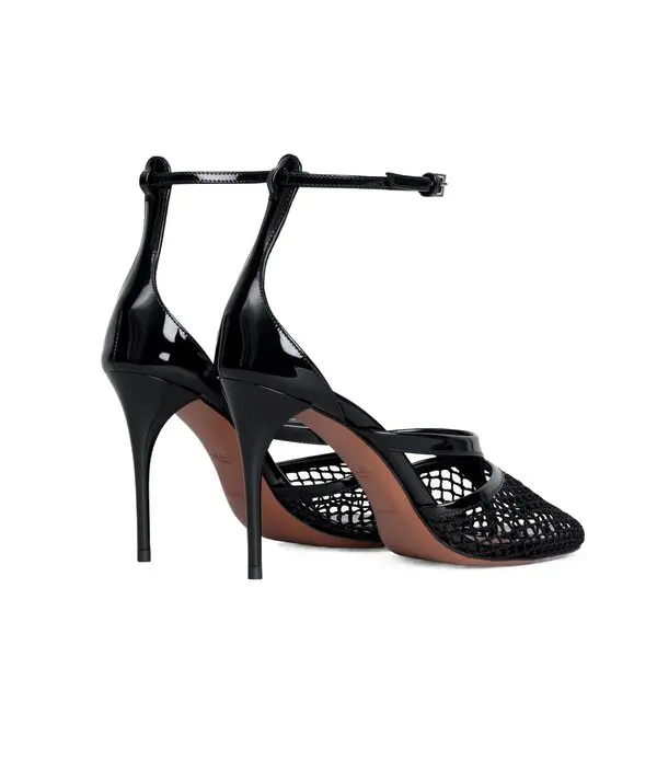 Alaïa 90mm Patent Leather Pumps With Ankle Strap