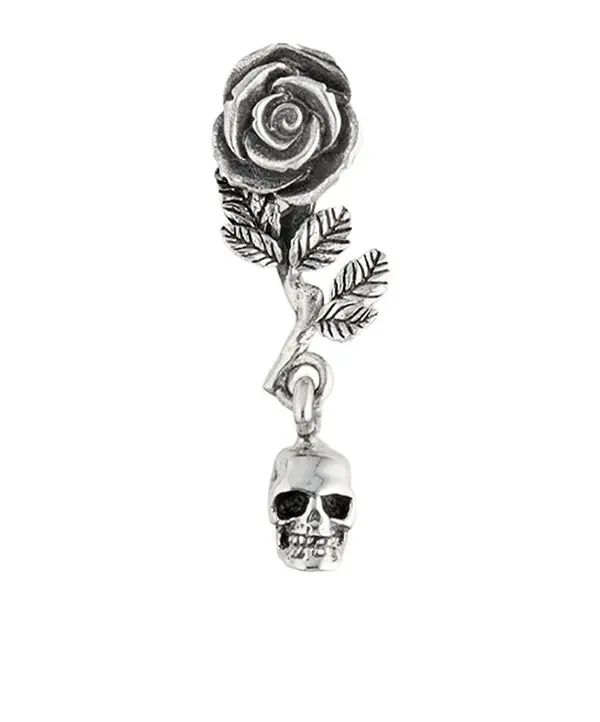 Emanuele Bicocchi Sterling Rose And Skull Pendant Earring - Silver