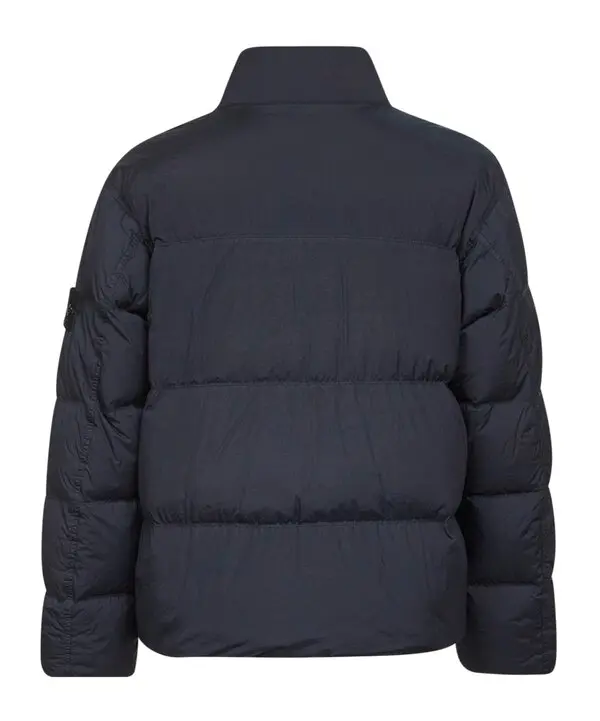 Stone Island Logo Patch High Neck Puffer Jacket - Blue