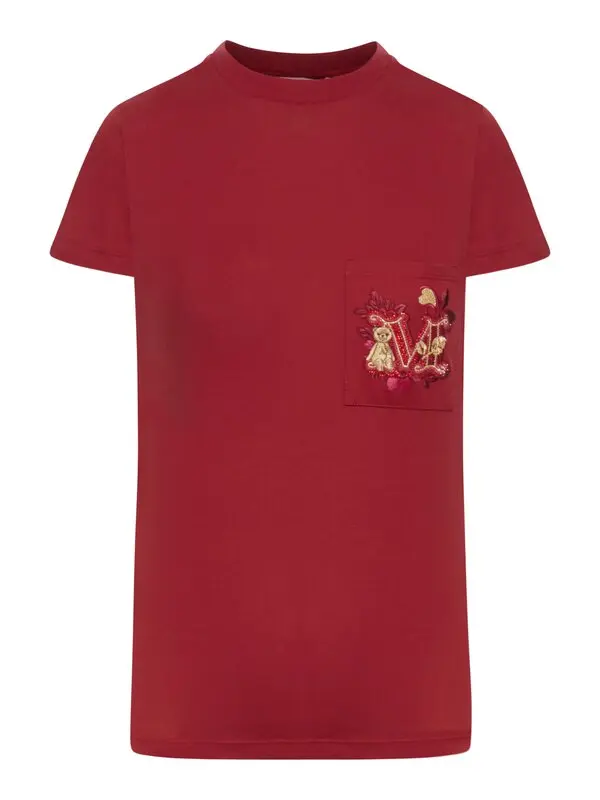 Max Mara Nunzio Crewneck T-shirt With Embellished Pocket - Red