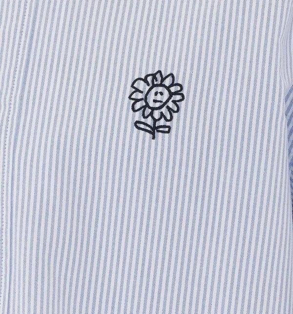 SUNFLOWER Striped Embroidered Logo Shirt - White