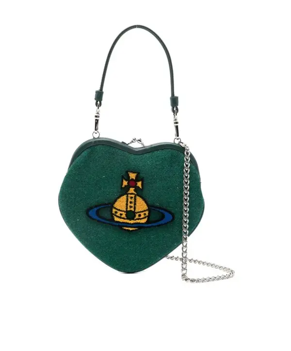 VIVIENNE WESTWOOD Belle Heart Appliqué Clutch Bag - Green