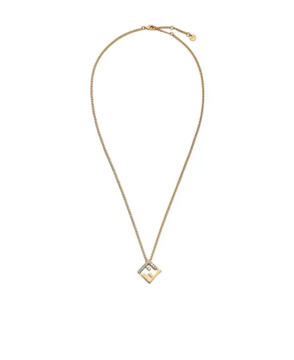 Fendi Gold Ff Pendant Necklace - Yellow