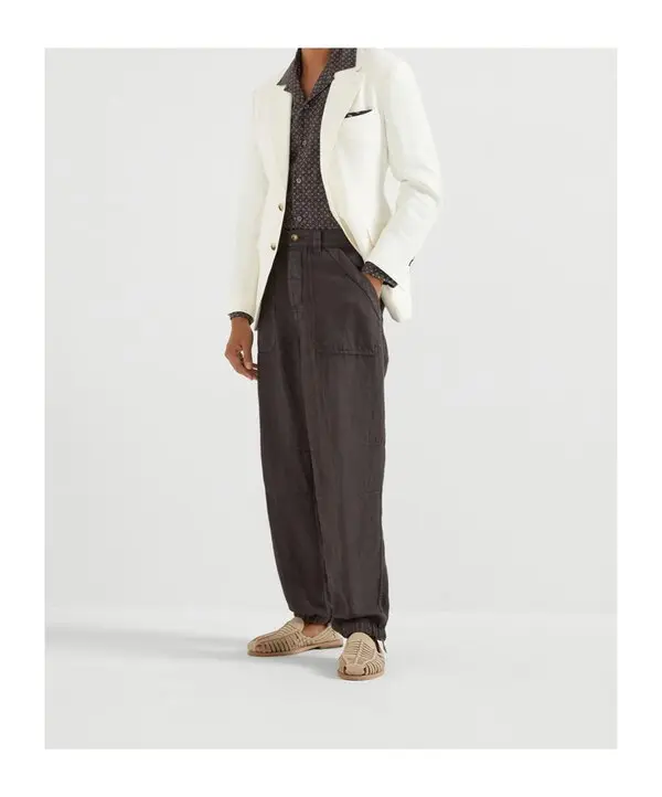 Brunello Cucinelli Straight Leg Drawstring Trousers - Brown