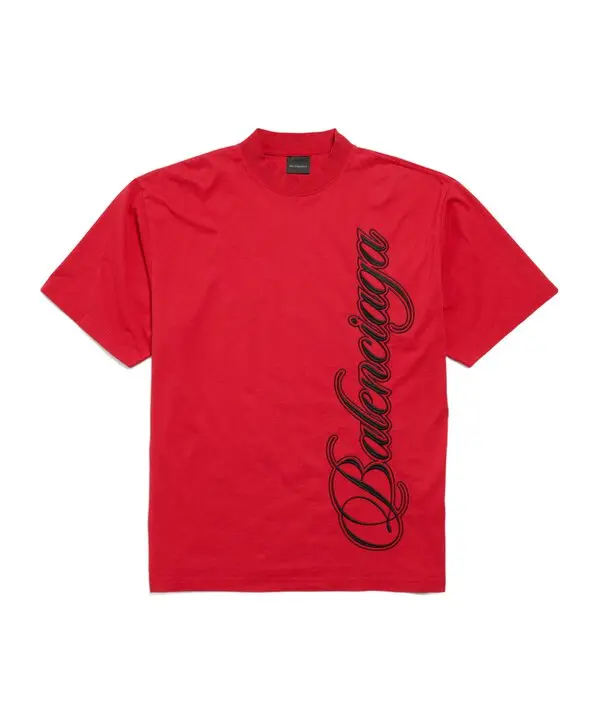 Balenciaga Cursive Medium Fit T-shirt - Red