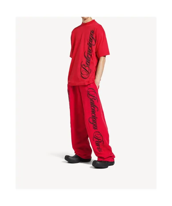 Balenciaga Cursive Medium Fit T-shirt - Red