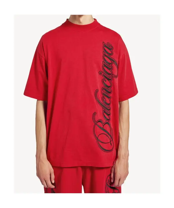 Balenciaga Cursive Medium Fit T-shirt - Red