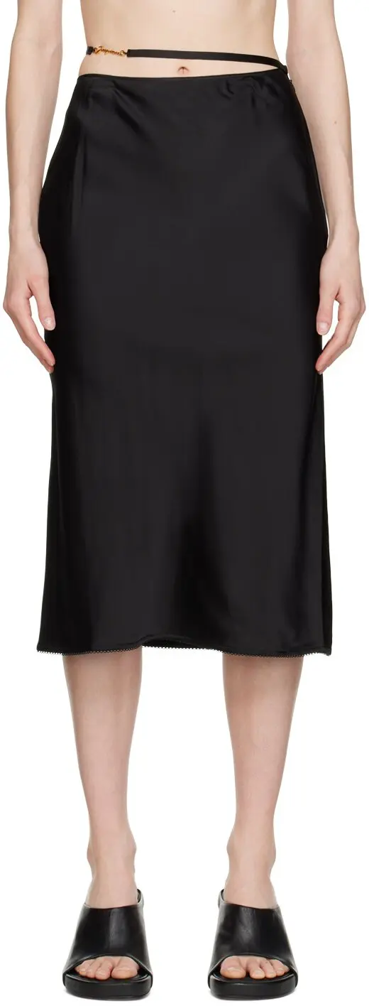 Jacquemus High Waist Strap Detailed Skirt - Black