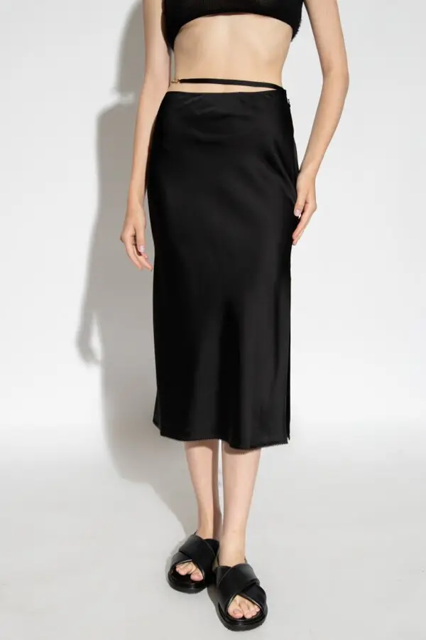 Jacquemus High Waist Strap Detailed Skirt - Black