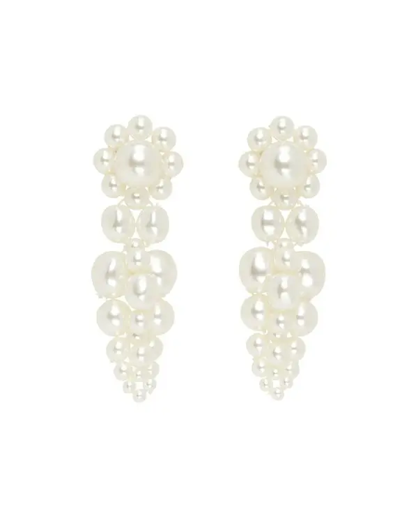 Simone Rocha Faux Pearl Drop Earrings - White
