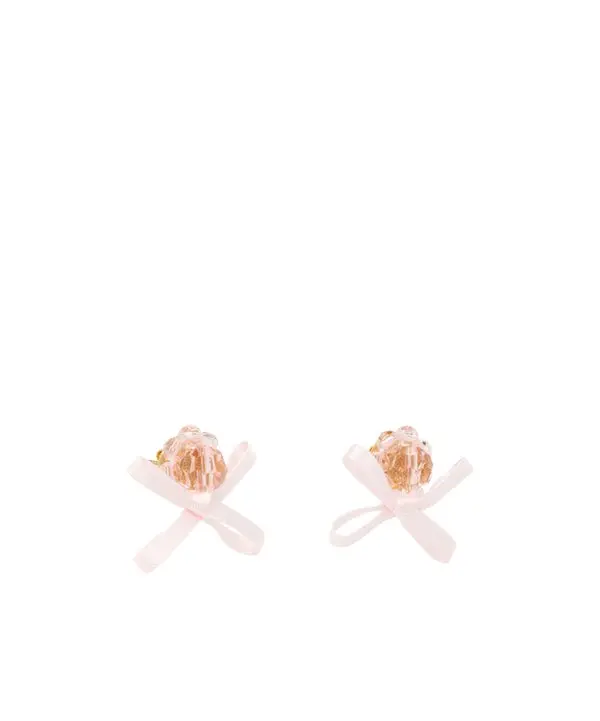 Simone Rocha Petite Bow Daisy Crystal Earrings - Pale Pink