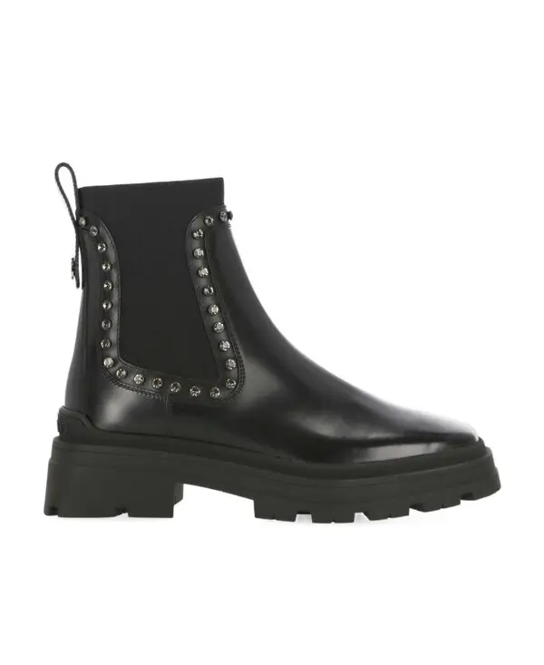 JIMMY CHOO Veronique Crystal-embellished Leather Chelsea Boots - Black