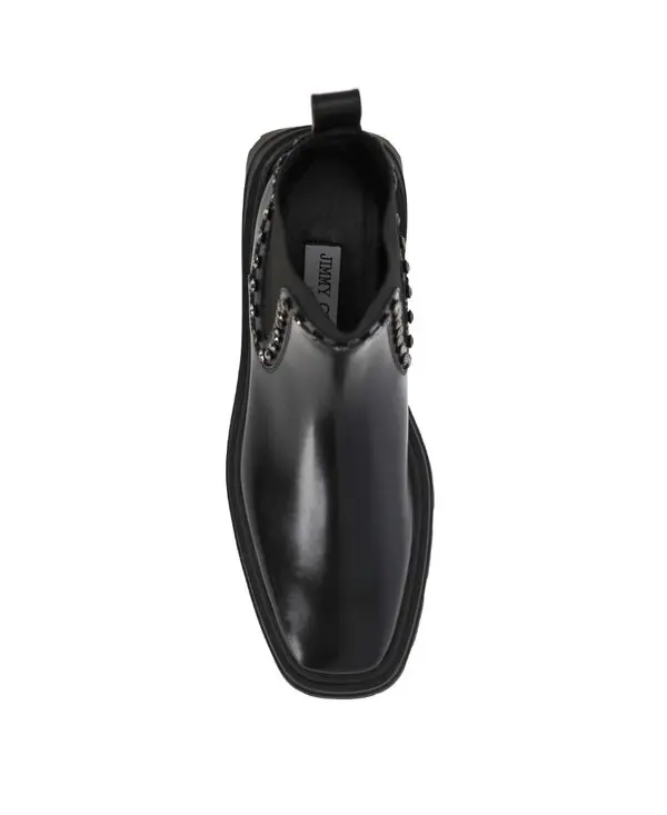 JIMMY CHOO Veronique Crystal-embellished Leather Chelsea Boots