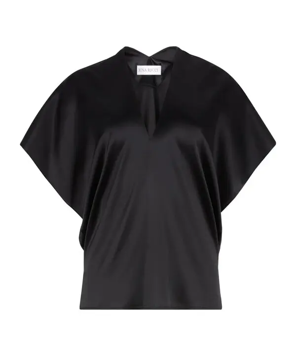 Nina Ricci Draped V-neck Top - Black