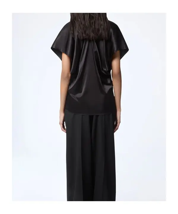 Nina Ricci Draped V-neck Top - Black