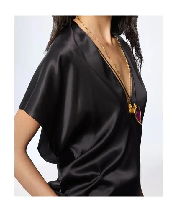 Nina Ricci Draped V-neck Top - Black