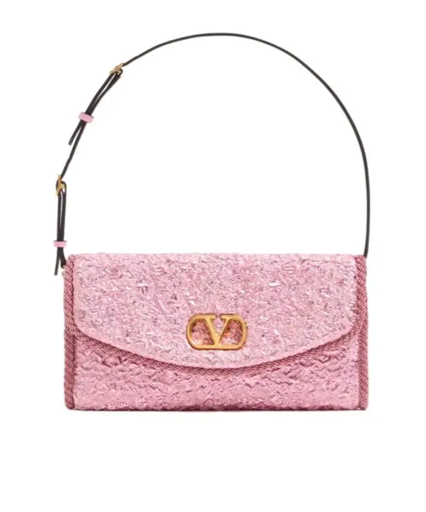 Valentino Garavani Devan Foldover Top Small Shoulder Bag - Pink