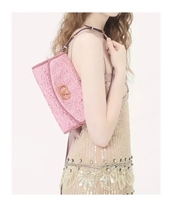 Valentino Garavani Devan Foldover Top Small Shoulder Bag - Pink