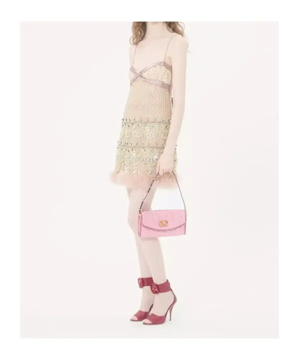 Valentino Garavani Devan Foldover Top Small Shoulder Bag - Pink